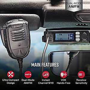 Cobra 19 Mini Recreational CB Radio - Easy to Operate Emergency Radio, Travel Essentials, Instant Channel 9, 4 Watt Output, Full 40 Channels, Time Out Timer, VOX, Auto Squelch, Auto Power, Black