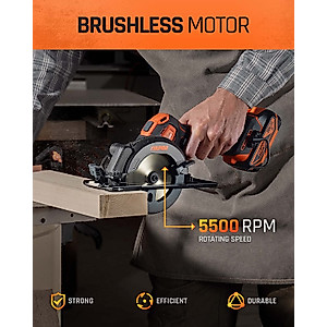 4-1/2 inch Cordless Circular Saw, 20V Mini Circular Saw Cordless 5500 RPM & 2.0Ah battery & Fast Charger, 3 Blades (24 TCT/80 HCS/60 DIAMOND) for Wood, Soft Metal and Tile - MC8 Pro