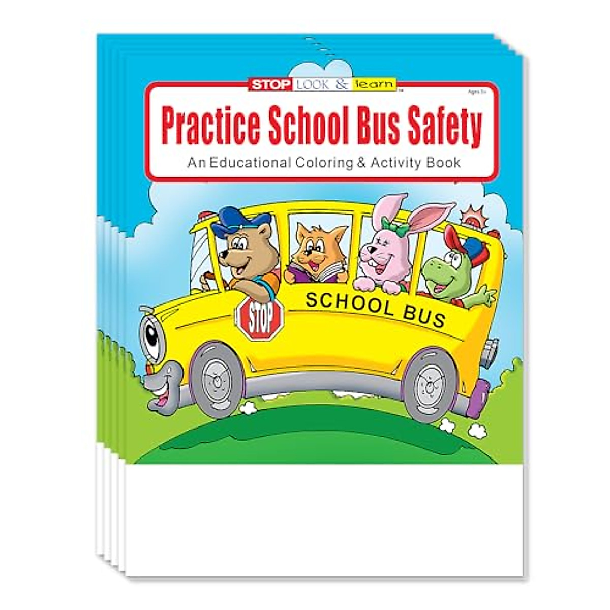 ZOCO - Practice School Bus Safety - Educational Coloring Books (50 Bulk Pack, Without Crayons) - Bus Driver Gifts - Games, Puzzles, Activities for Kids