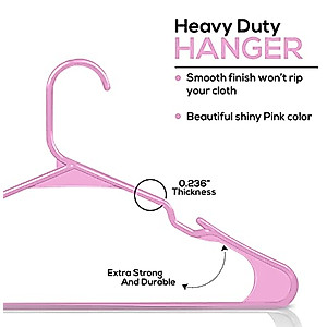 Utopia Home Clothes Hangers 50 Pack - Plastic Hangers Space Saving - Durable Coat Hanger with Shoulder Grooves (Pink)