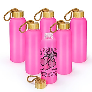 AGH 6 Pack Sublimation Glass Blanks With Bamboo Lid, 26 oz Rose Red Sublimation Cups, 750 ml Sublimation Beer Can Glass, Sublimation Straight Tumblers Watter Bottle for Juice, Soda, Drinks. Diy GIft