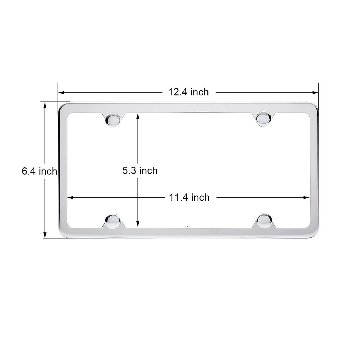 License Plate Frames, Indeed BUY 2 Pcs 4 Holes Slim Stainless Steel Polish Mirror License Plate Frame and Chrome Screw Caps