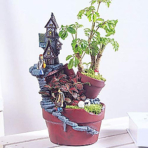 ZFRANC Flower Pot - Creative Castle House Shaped Resin Garden Pot, New Novelty Bonsai Plant Flower Pot for Succulents, Cactus, Flowers, Indoor Outdoor Decorations