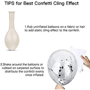 Kubert Silver Black and Pink Metallic Balloons and Clear Latex Pre-Filled with Silver Confetti 50Pack 12 Inch for Wedding Anniversary Bachelorette Bridal Shower Birthday and Graduation Party Supplies