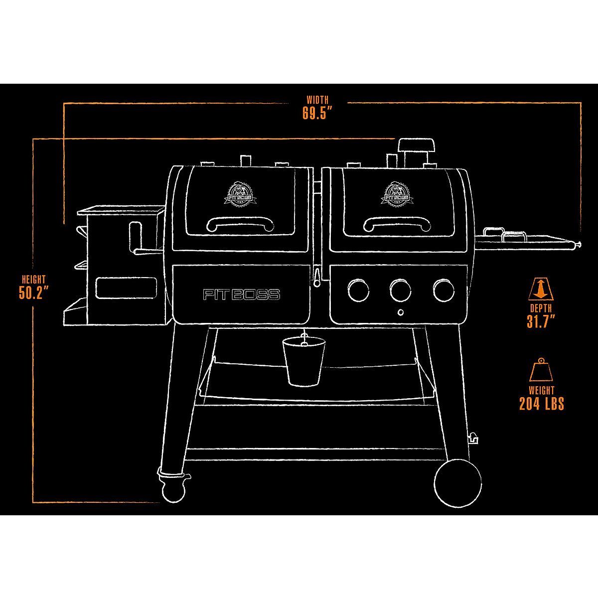 Pit Boss PB1230SP Wood Pellet and Gas Combo Grill, Black