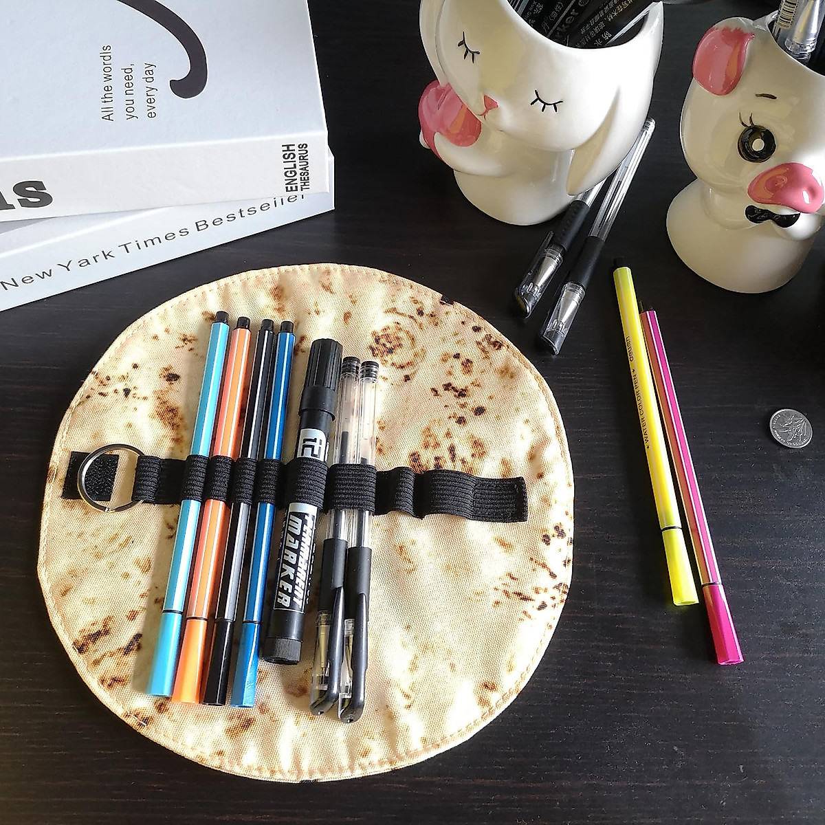 WONIU Creative Burrito Tortilla Pen Pencil Case, Funny Stationery Pen Pencil Pouch Holder Makeup Roll Up Case Bag for Makeup brush, art brush, paintbrush, pencil, pen