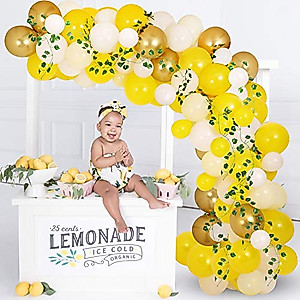 Sunflower Lemonade Party Balloon Garland Kit, Yellow Pastel Yellow Balloons Garland Kit Ideal for Sunflower Lemonade Stand Baby Bridal Shower Birthday Party Decorations