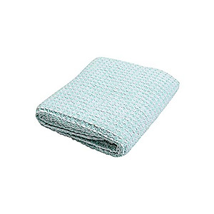Farmhouse Throws Blanket in Two Tone Honeycomb,Picnic,Camping, Beach,Throws for Couch,Everyday Use, Cotton Throw Blanket with Super Soft and Excellent Handfeel 50 x 60 -Aqua White