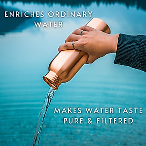 Kosdeg Copper Water Bottle 34oz / 1 Litre - A Handcrafted Leak Proof Ayurvedic Pure Copper Vessel For Drinking- Drink More Water, Lower Your Sugar Intake and Enjoy The Health Benefits Immediately