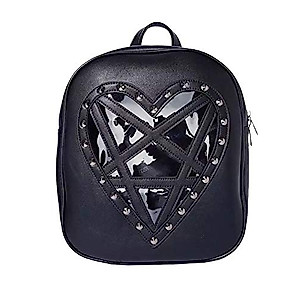 Nite closet Gothic Backpack Purse for Women Studded Ita Bag Star Transparent Front