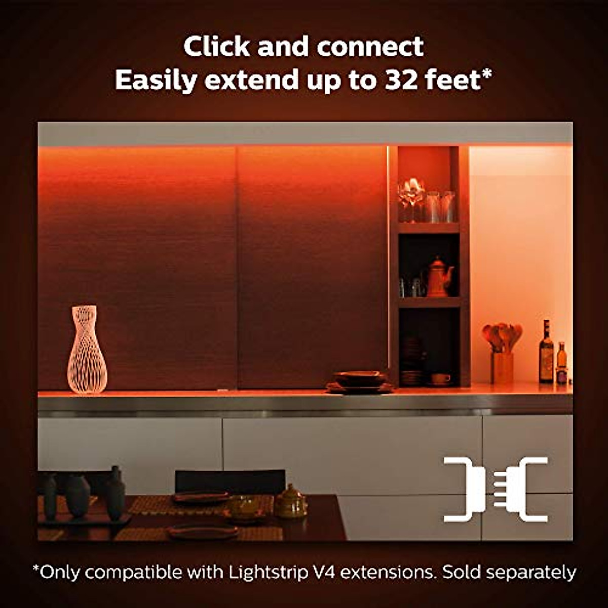 Philips Hue Starter Lightstrip Kit (6ft/2m Lightstrip Base Kit with Plug + Hue Bridge), White