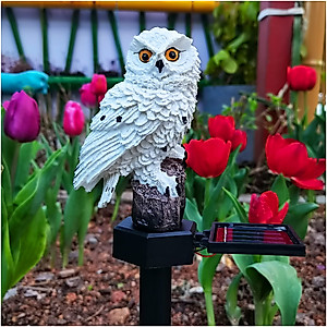 MXJIAELE Owl Solar Lights Garden for Home Decorations Owls Night Lights for Outdoor Garden Yard White Owls LED Light Stake Garden Decor (White