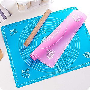 Hostk 3Pcs Silicone Baking Mat, Non Stick Pastry Mat with Measurements, Reusable Food Grade Silicone Counter Mat for Dough Rolling Mat, Baking Sheet, Macarons, Bread(11.4''*10.2'' ，19.7''*15.7''）