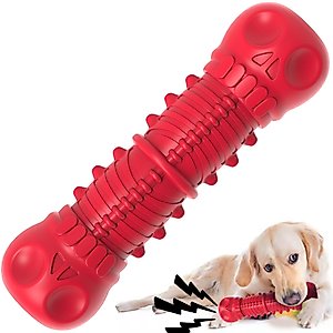 ZIKATON Dog Squeaky Toys for Aggressive Chewers, Durable Dog Chew Toys for Large Medium Breed Dog, Dog Toys, Tough Durable Dogs Toys with Natural Rubber (A Red, for Larege Dogs)