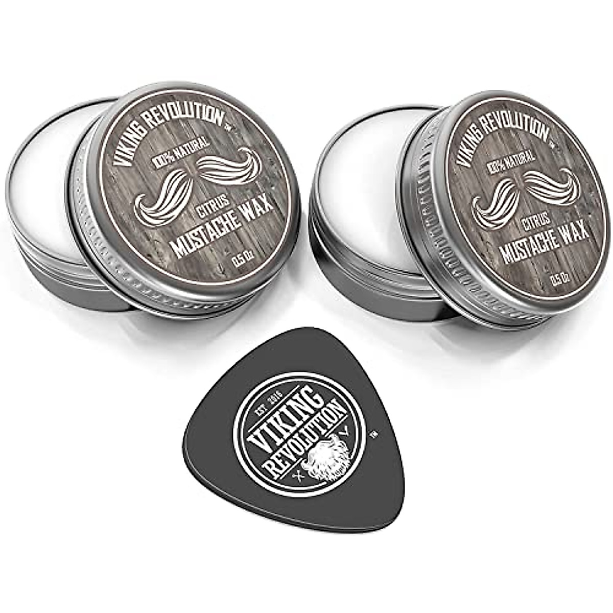 Viking Revolution Mustache Wax 2 Pack - Beard & Moustache Wax for Men - Strong Hold Helps Train Tame & Style (Citrus, 2 pack)