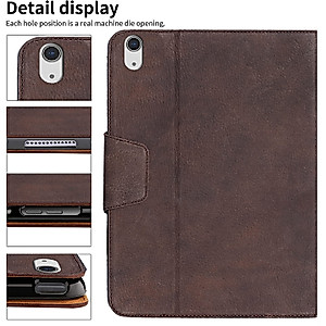 Gexmil Genuine Leather Case for iPad Air 11 Inch M2 2024,iPad Air 10.9 Inch Case 5th/4th Generation 2022/2020 Smart Cowhide Folio Cover with Pencil Holder,Auto Sleep/Wake Anti Slip,Sand Dark Brown