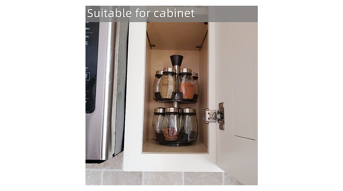 Spinning Spice Rack Organizer - 12 Jars - Kitchen Storage