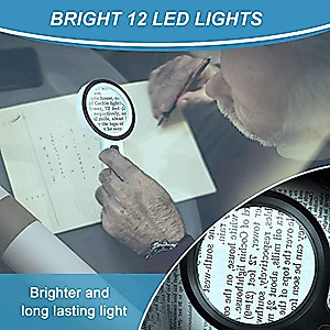 Magnifying Glass with 12 LED Lights, 30X Double Glass Lens Handheld Illuminated Magnifier Reading Magnifying Glass with for Seniors Read, Coins, Stamps, Map, Inspection, Macular Degeneration