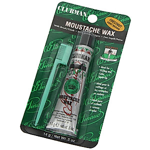 Clubman Pinaud Moustache Wax in Chestnut, Strong Hold, Natural Color Blend for Styling Beards, Sideburns, and Eyebrows 0.50 Fl Oz (Pack of 6)