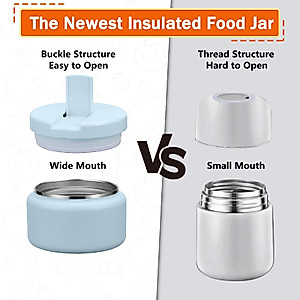 Reeple 2025 13.5oz Kids Soup Thermo for Hot Food Vacuum Insulated Food Jar with Buckle Lid, Stainless Steel Wide Mouth Leak Proof Lunch Container for School Picnic Travel, Blue
