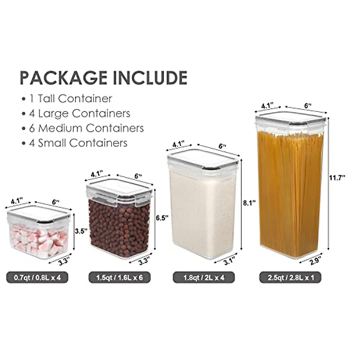 Vtopmart 15pcs Airtight Food Storage Containers Set and 4PCS 3.2L Spaghetti Container