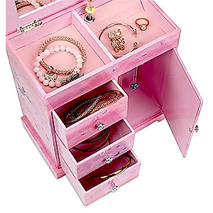 Jewelkeeper Musical Box with 3 Pullout Drawers, Fairy and Flowers Design, Dance of the Sugar Plum Fairy Tune