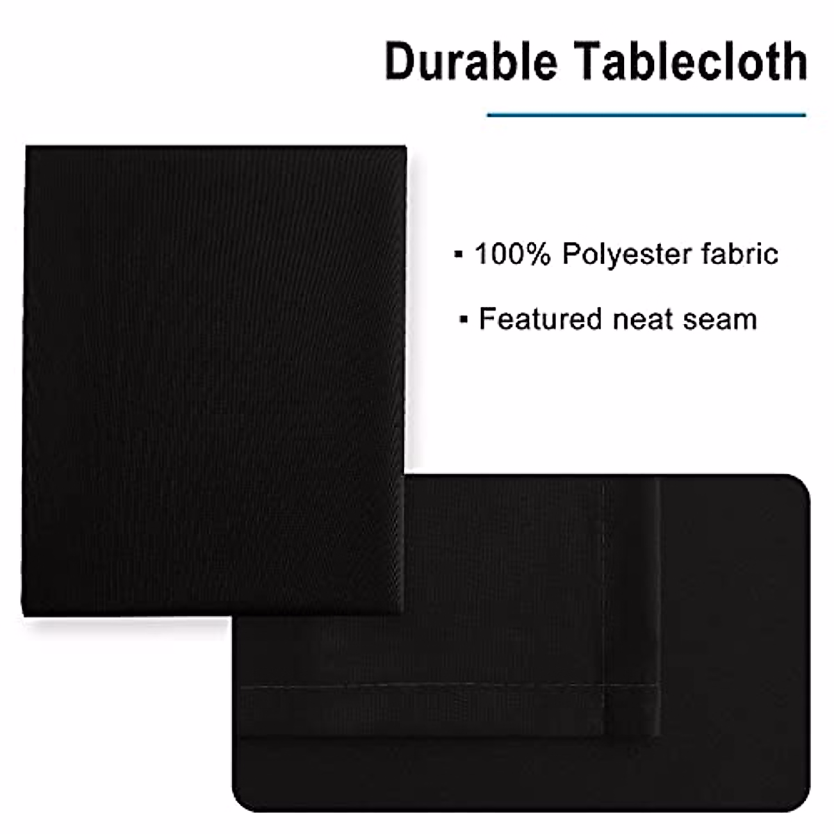 Hiasan Black Tablecloth for Rectangle Tables - Wrinkle Resistant and Waterproof Washable Polyester Fabric Table Cloth for Dining Camping Gathering and Outdoor use, 54 x 108 Inch