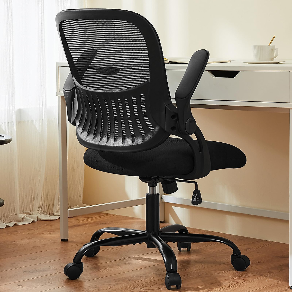 Office Chair, Desk Chair, Ergonomic Home Office Desk Chairs, Computer Chair with Flip up Armrests, Mesh Desk Chairs with Wheels, Office Desk Chair, Mid-Back Task Chair with Ergonomic Lumbar Support