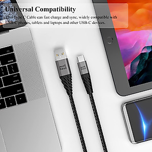 Minthouz USB C Cable Fast Charging Type C Cable 3A USB to USB C Cable Compatible with Samsung Galaxy S10 S9 S8 Plus Note 9 8, Huawei, Moto Z Z2, LG V30 V20, Nylon-Braided-Grey [1-Pack 6ft]