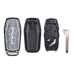 Key Fob Case Shell Fit For Ford Explorer Edge Mustange Fusion 5 Buttons Replacement Keyless Entry Remote Smart Key Fob Cover Casing with Button Pad & Uncut Key Blade Blank