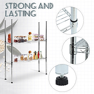 Thyle Set of 4 Wire Shelving Poles Heavy Duty Chrome Wire Shelf Shelving Posts Commercial Wire Shelving Parts with 50 Pcs Wire Shelf Clips for 1" Post Shelving Rack Accessories Replacement(36")