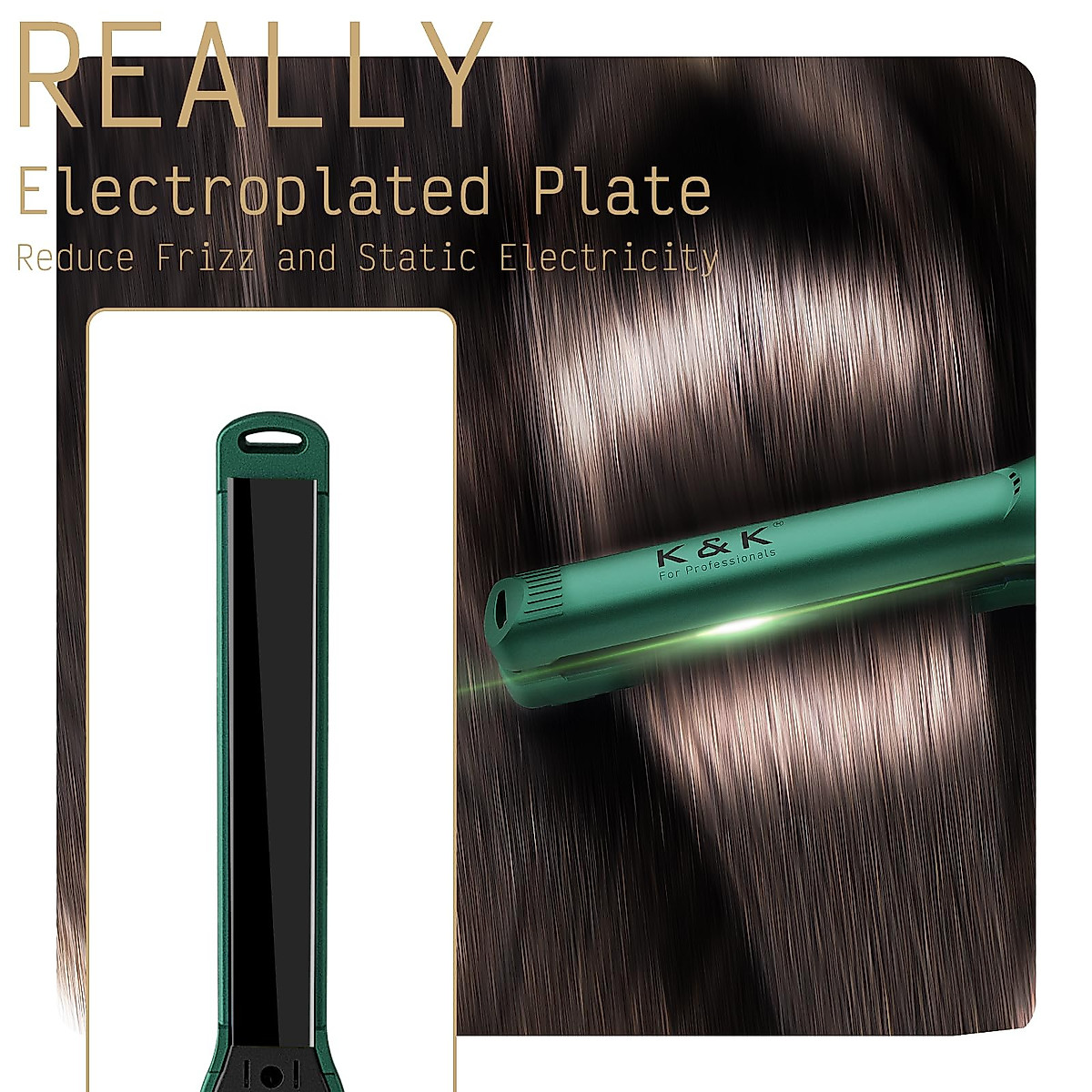 Mini Hair Straightener with LED Display Adjustable Temperature 1/2 Inch Small Flat Iron 4D 360°Swivel Short Hair Tourmaline Titanium Dual Voltage Auto Shut Off