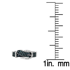 Dazzlingrock Collection 0.40 Carat (ctw) Sterling Silver Round Blue & White Diamond Buckle Right Hand Band, Size 8