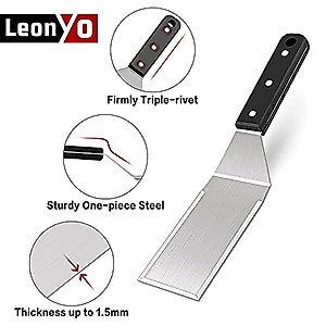 Leonyo 17 PCS Griddle Accessories, Stainless Steel BBQ Grill Accessories Tools with Hamburger Spatula Basting Cover Scraper Tongs, Metal Spatula Set for Outdoor Cast Iron Flat Top Teppanyaki Hibachi