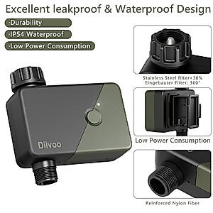 WiFi Hose Timer, Diivoo Smart Water Timer with WiFi Hub, 6 Irrigation Plans and 2 Watering Modes, Smart Sprinkler Compatible with Alexa and Google Home