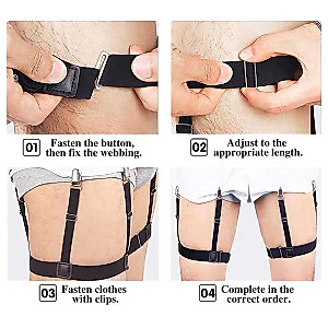 Bexicsea Mens Shirt Stays for Shirt Tuckers,Adjustable Elastic Shirt Garters,Shirts Suspenders,Shirt Holder,Shirt Clips With Non-slip Locking Clamps for Police Military