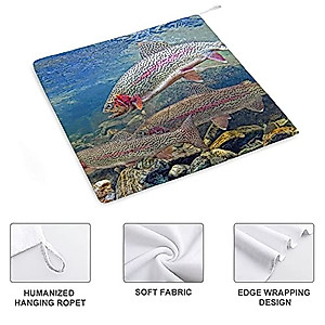 Golden Trout Hanging Hand Towel Handkerchief with Hanging Loop for Home Kitchen Bathroom Laundry Room