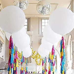 36 inch White Latex Balloons Large Round Balloon for Birthday Wedding Party Decorations,6 pcs