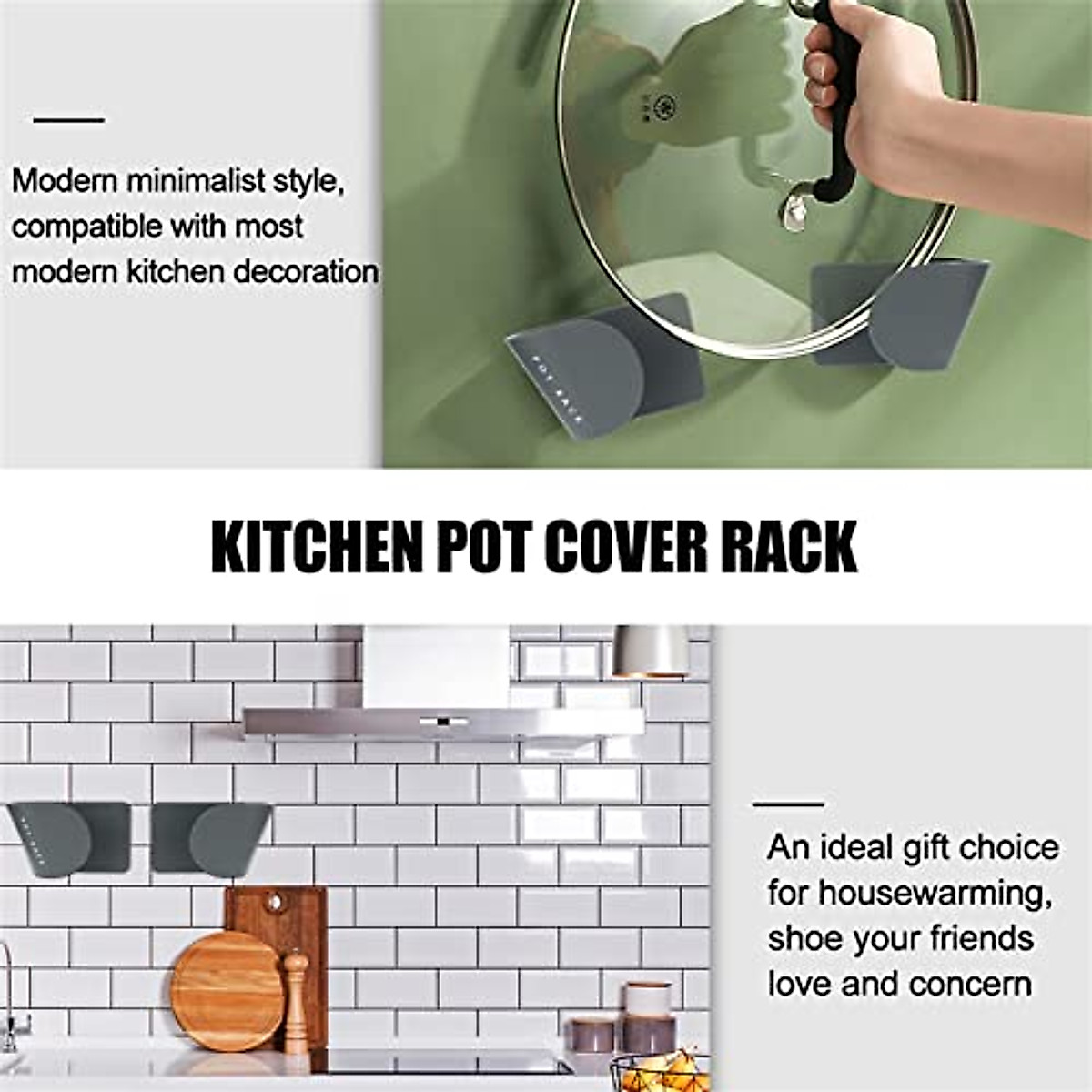 Operitacx Pot Lid Organizer 3 Pairs Kitchen Pot Lid Rack Holder Wall Mount Pots Pans Lids Organizer for Cabinet Door Hanger, Pot Holders For Kitchen- Green