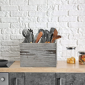 COZYYROME Utensil Holder for Counter Top Cooking Utensil Organizer with Dividers Storage Box for Utensils Crock Spoons Knives Forks Holder Flatware Organizer Utensil Crock Flatware Organizer