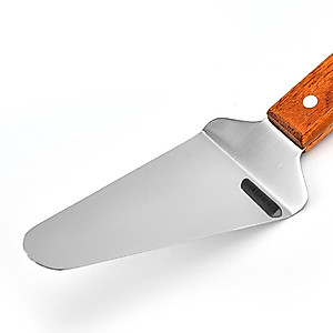 1 Piece Pie Server Stainless Steel Pie Server Shovel Cake Holder Transfer Triangular Transfer Spade Spatula Baking Server Shovel with Wooden Handle