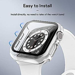 2 Pack HATOSHI for Apple Watch Case 40mm Series SE, 6, 5, 4 with Built-in Tempered Glass Screen Protector, Ultra-Thin All Around Protective Glass Screen Cover for iWatch 40mm, Clear