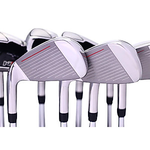 Majek K6 Iron Set +1 inch Over Big & Tall Men's 8-Piece Set (4-PW, SW) Right Handed Steel Shaft Regular Flex R Flex Club (Tall 6'0"+ / +1" Over) with Midsize Black Pro Velvet Grips