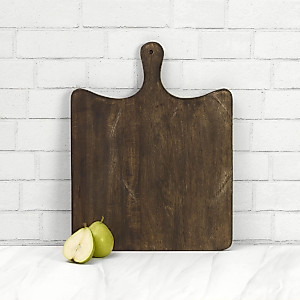 Fitz and Floyd Austin Craft Maryn Mango Wood Paddle Cheese Charcuterie Serving Board, 18-Inch, Espresso
