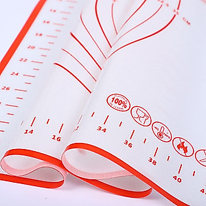 2 Pack Silicone Pastry Mat Non-Stick Pizza Baking Mat, Dough Mat for Rolling,Fondant Mat with Measurement Counter Mat, Oven Liner, Pie Crust Mat, 40*5*5cm