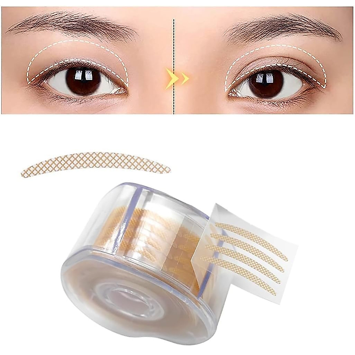 Waterproof Invisible Double Eyelid Tape - 1200 Pieces Natural Fiber Eyelid Lifter Strips, Eye Lift Tape for Droopy Lids, 2 Rolls Invisible Eye Stickers, Big Eye Decoration