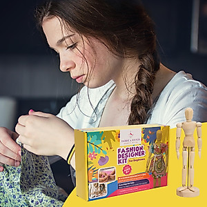 Fashion Designer Kits for Girls & Boys Ages 8+ Learn To Use Draft & Re-Design Patterns, Sew & Be A Fashion Designer For The 8.5 In. Mannequin. Top Gifts For 9 Year Old Girls, Children's Sewing Kits