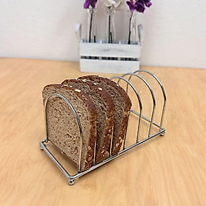 Supreme Housewares Toast Rack Stainless Steel Toast Holder Rack Round Ball Feet 6 Slice Slot Toast Rack Breakfast Carry Bread Loaf Slice Holder Stand Table Serving for Baking, Kitchen Supplies