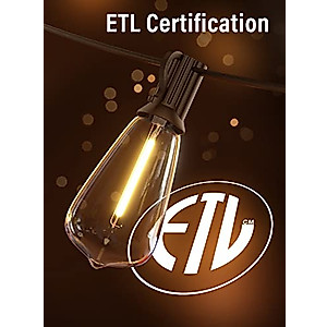 GPATIO Outdoor String Lights, 60FT(50+10) Waterproof Patio Lights with 32 Dimmable Hanging Lights Globe ST38 Bulbs, 2700k Shatterproof for Backyard Gazebo Porch Garden Commerical Outside Decor