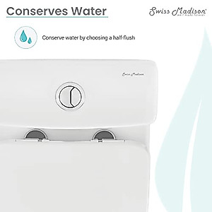 Swiss Madison SM-1T257 Sublime II Compact 24" Length One Piece Toilet Dual Flush 1.1/1.6 GPF with Side Holes, Glossy White